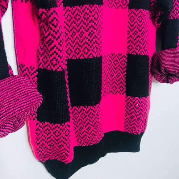 Vintage | Sweaters | Vintage Retro 8s Checkered Pink Chunky Pullover ...